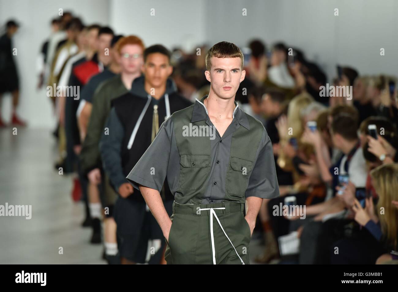Models on the catwalk during the Liam Hodges London Collections Men ...