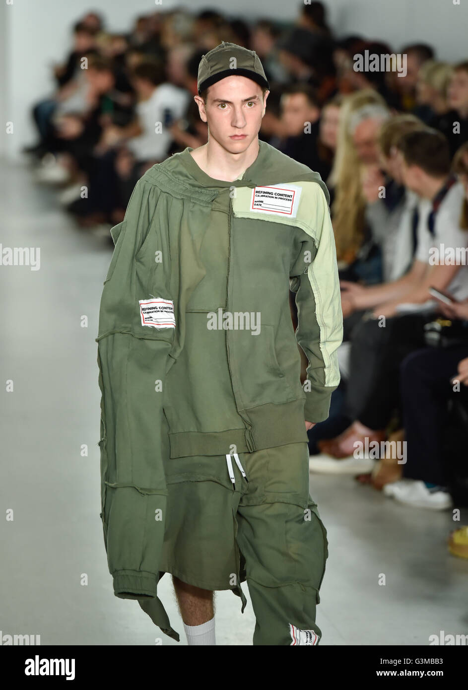 A model on the catwalk during the Liam Hodges London Collections Men ...