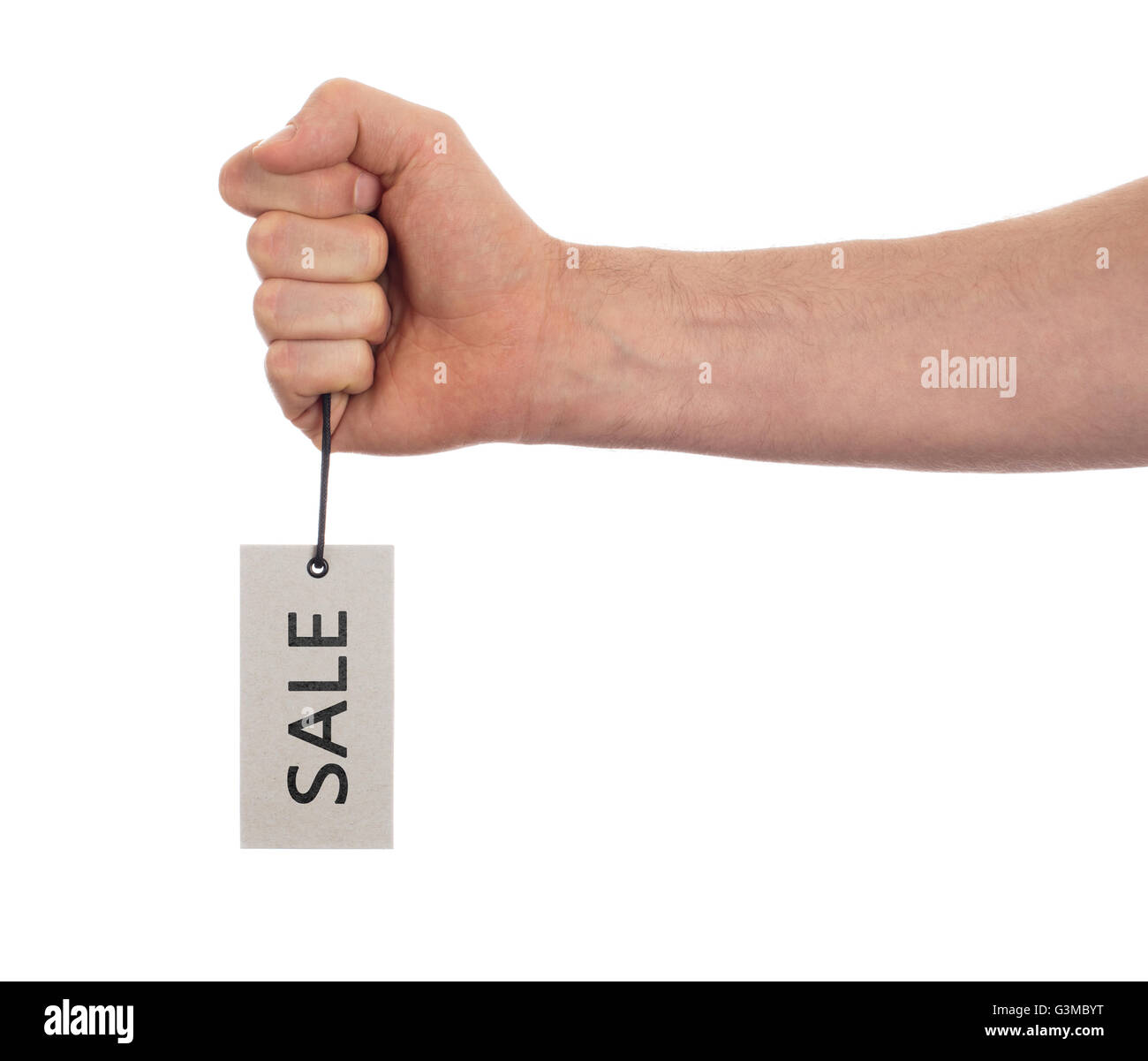 Tag tied with string, price tag - Sale (isolated on white Stock Photo ...