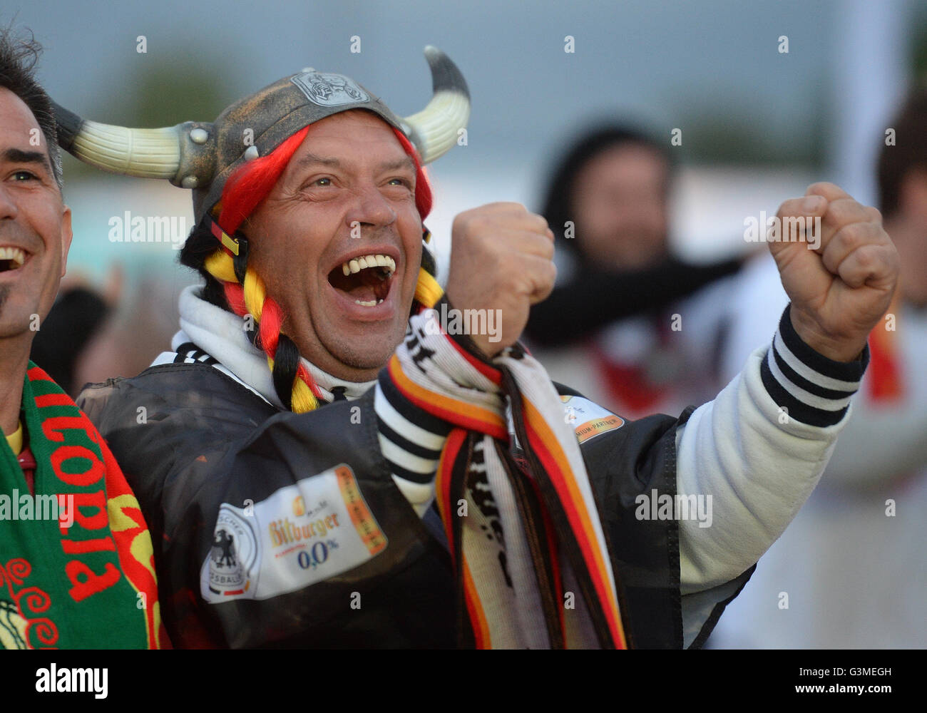 Freiburg, Germany. 12th June, 2016. Fans of the German national soccer ...