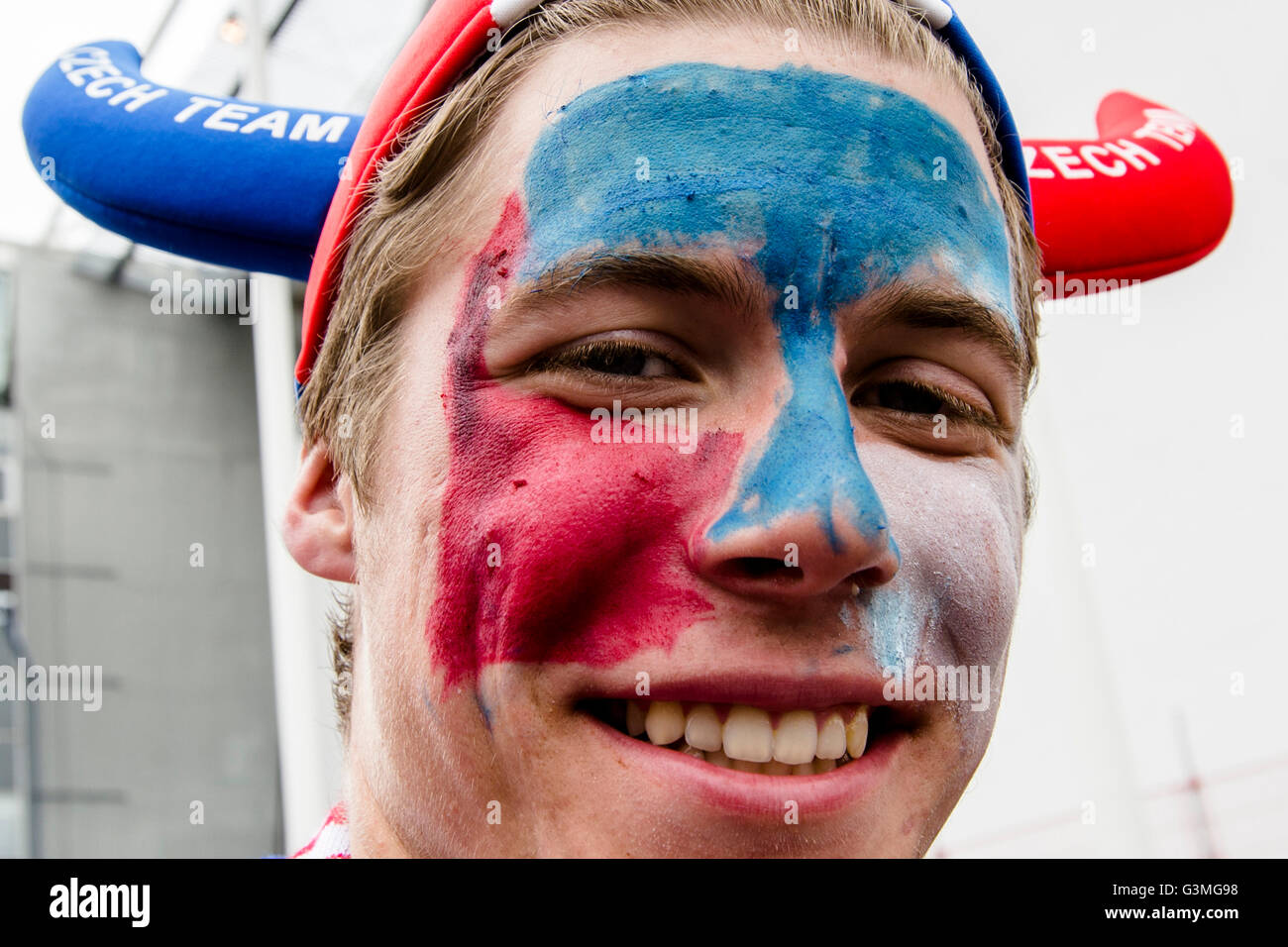 Czech fan poses prior to the UEFA EURO 2016 soccer championships, Group ...