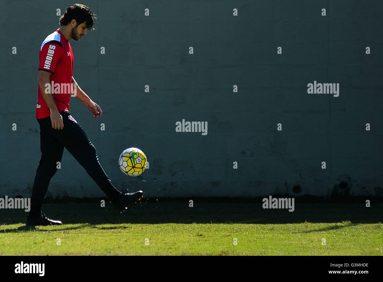 SAO PAULO, Brazil - 06/13/2016: TRAINING SPFC - Hudson during training ...