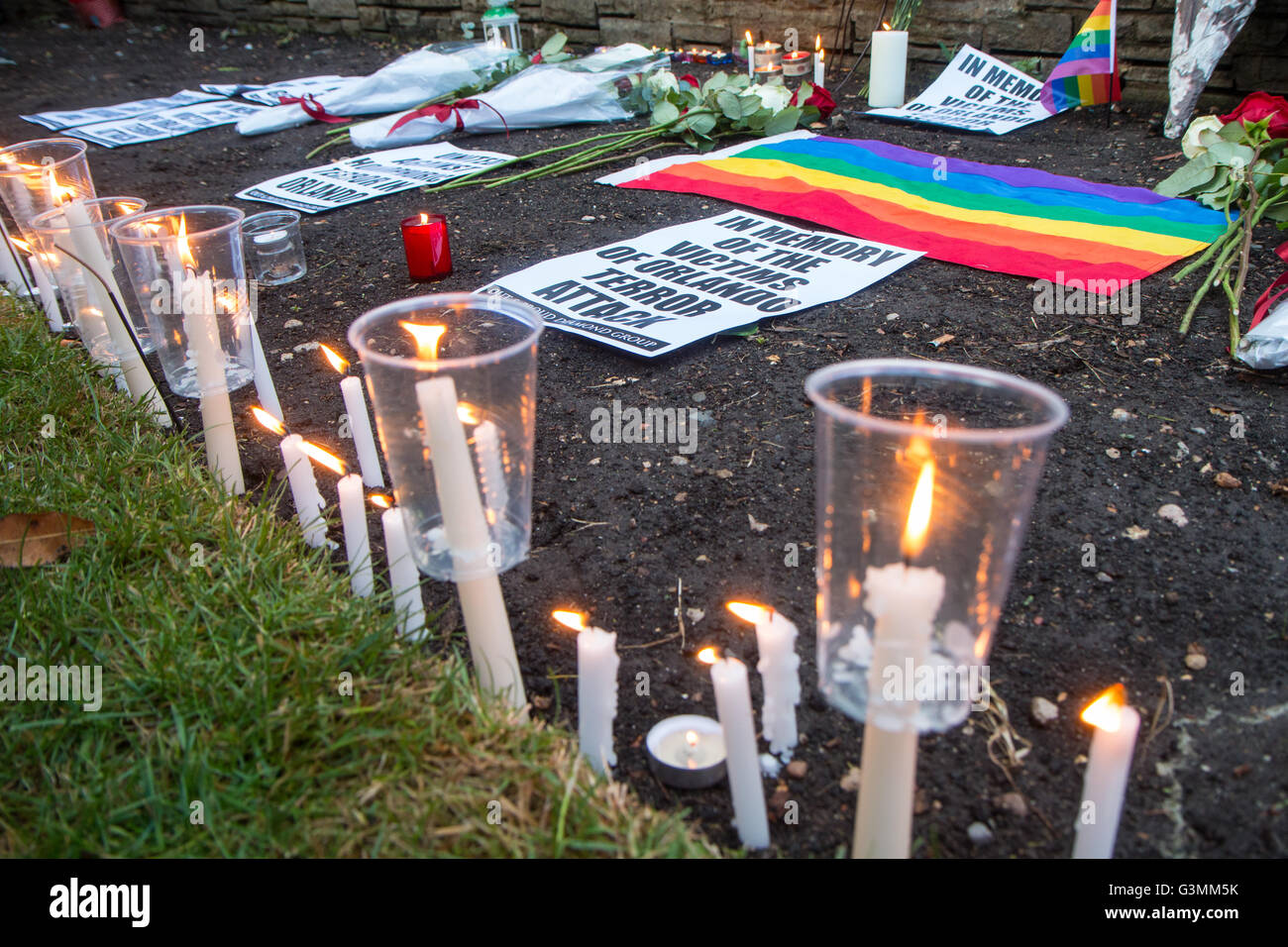 Makeshift shrine in St Anne's Garden Stock Photo - Alamy