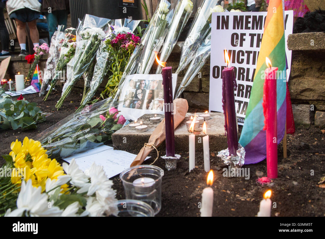 Makeshift shrine in St Anne's Garden Stock Photo - Alamy