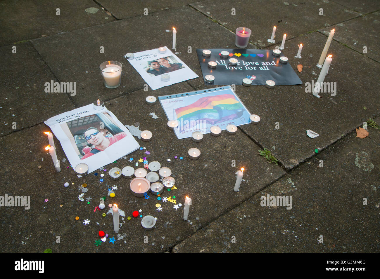 Makeshift shrine in St Anne's Garden Stock Photo - Alamy