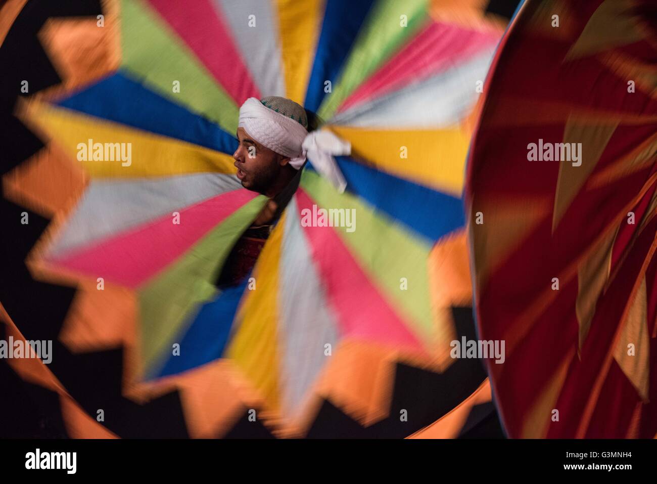 Cairo, Egypt. 13th June, 2016. An Egyptian dancer performs the Tanoura ...