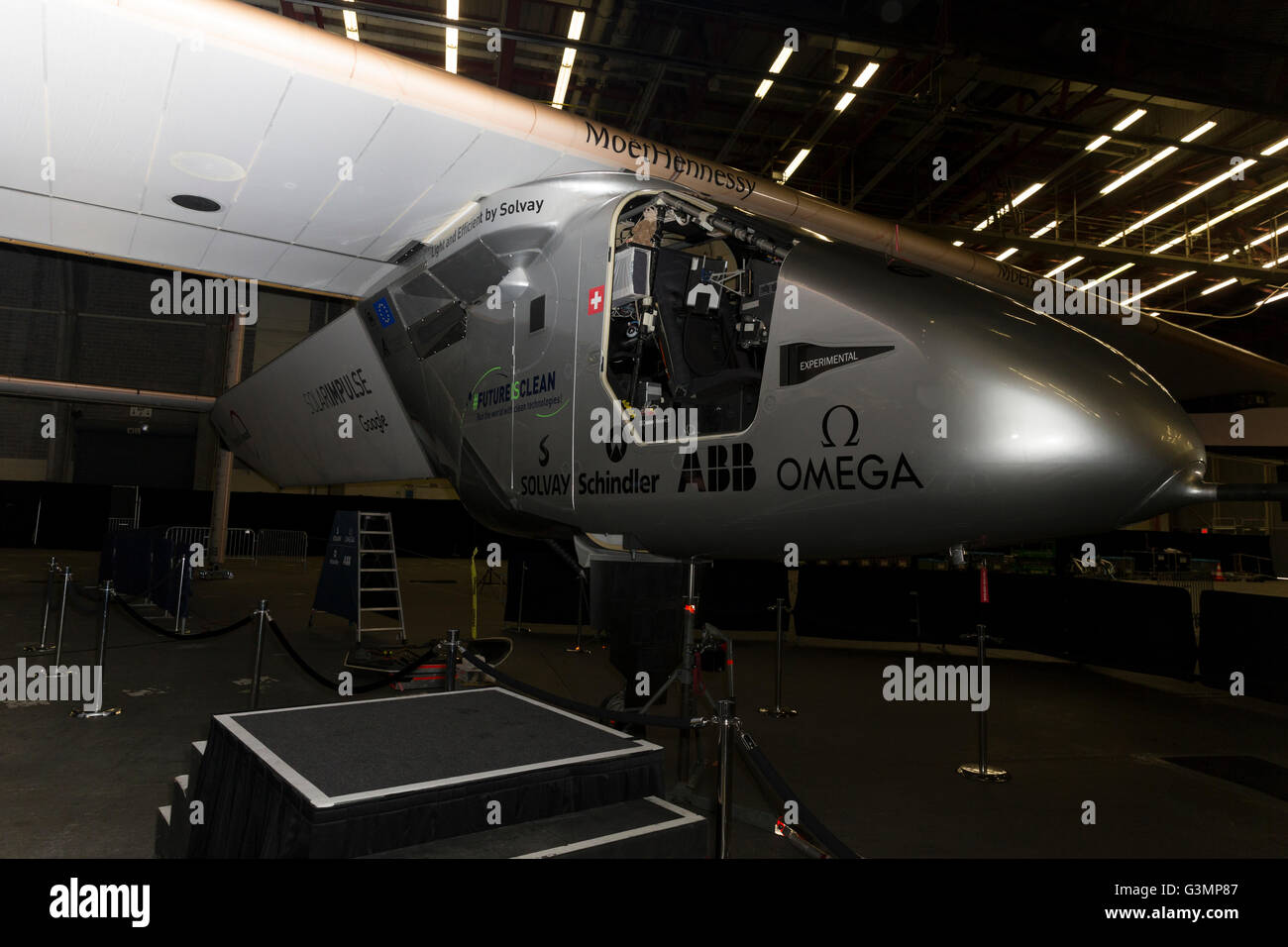 New York, New York, USA. 13th June, 2016. Cabin of Solar Impulse plane ...