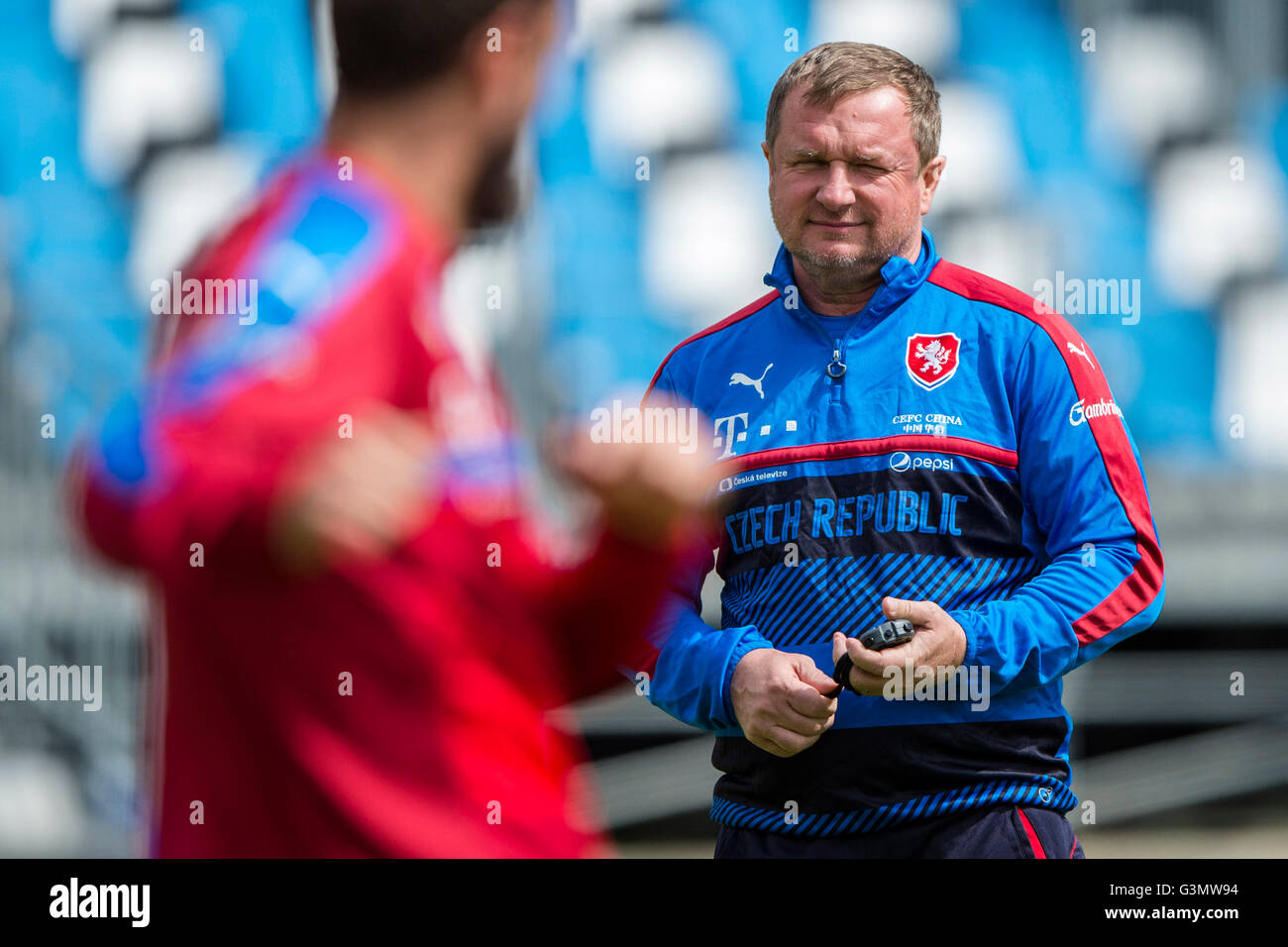 Tours, France. 14th June, 2016. Head coach Pavel Vrba attends the Czech ...