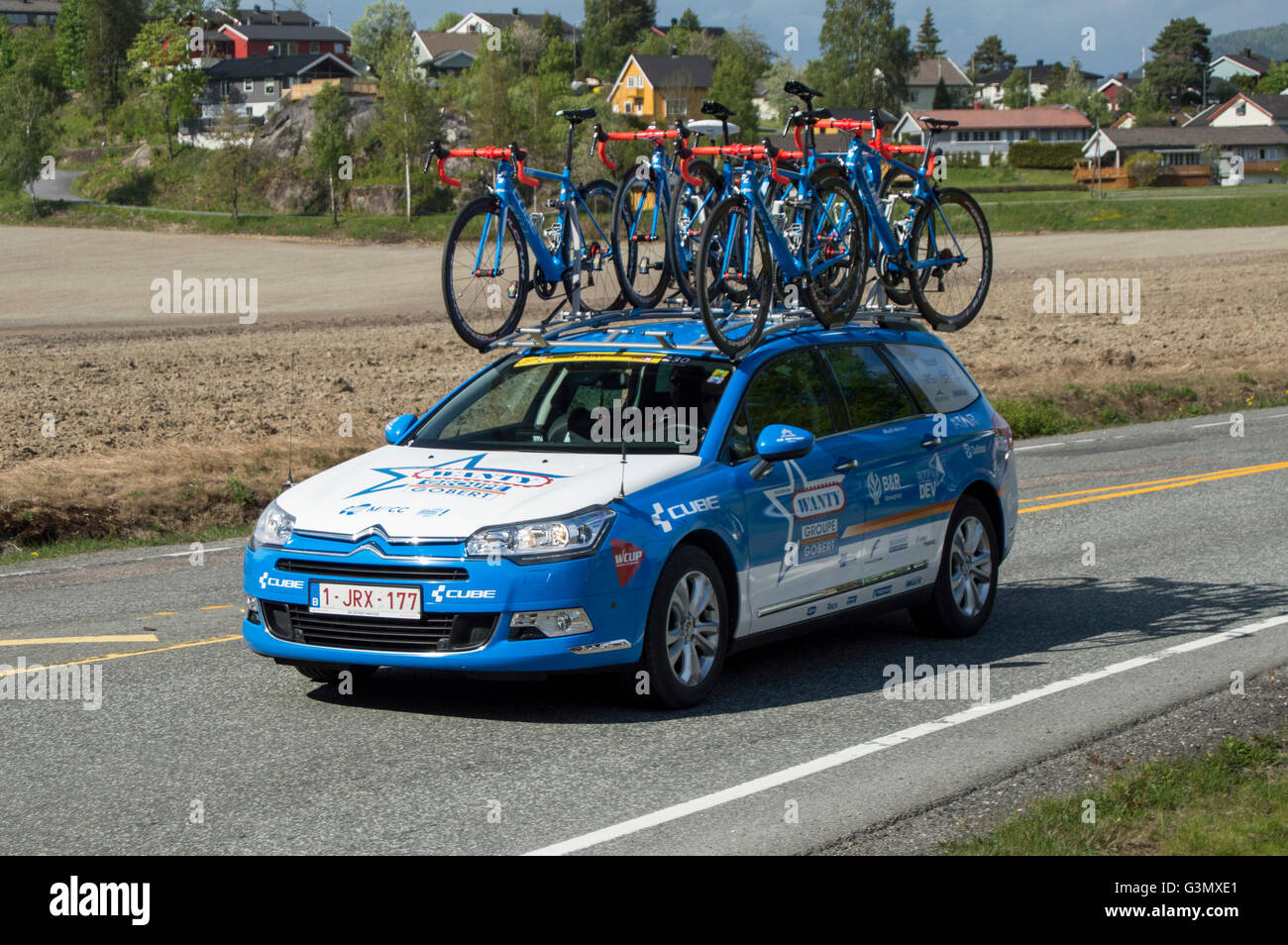 Cars from The cycling race: Tour of Norway Stock Photo - Alamy