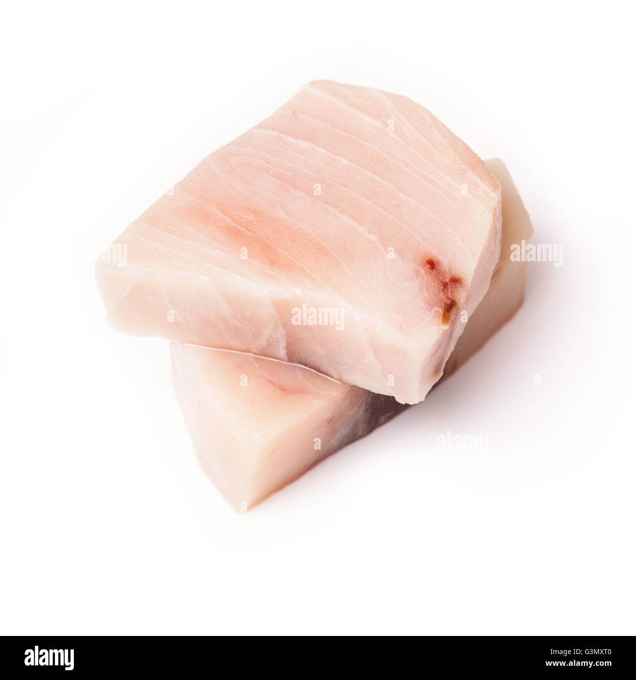 Swordfish ( Xiphais gladius) steak portion uncooked and isolated on a ...