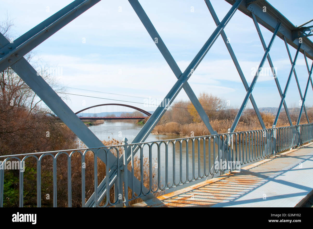 River Jarama from the iron bridge. Titulcia, Madrid province, Spain ...