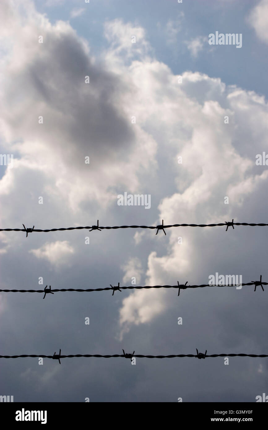 Barbed wire and storm clouds Stock Photo - Alamy