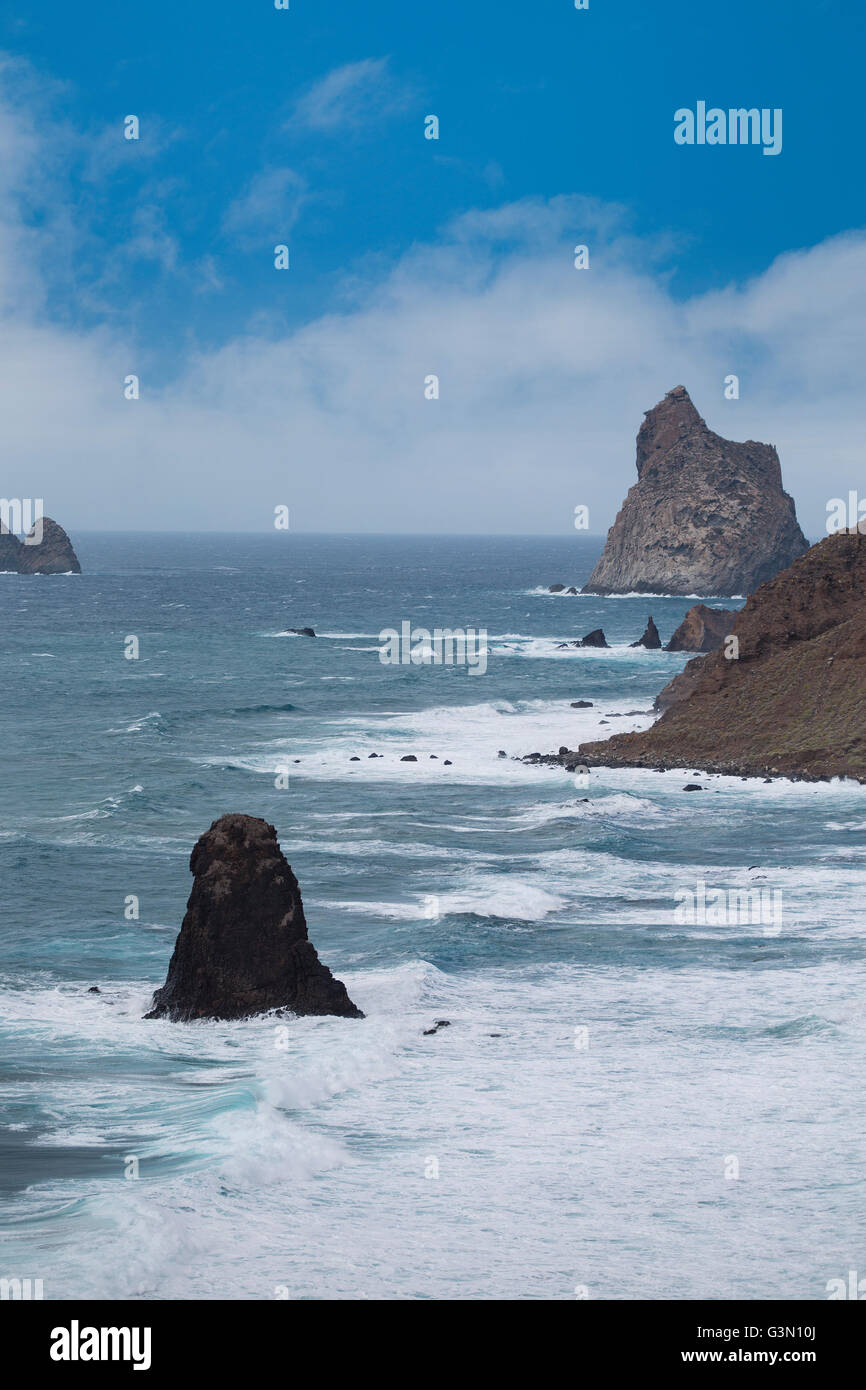 Rocks on coast of Benijo beach (Playa de Benijo), Tenerife island ...