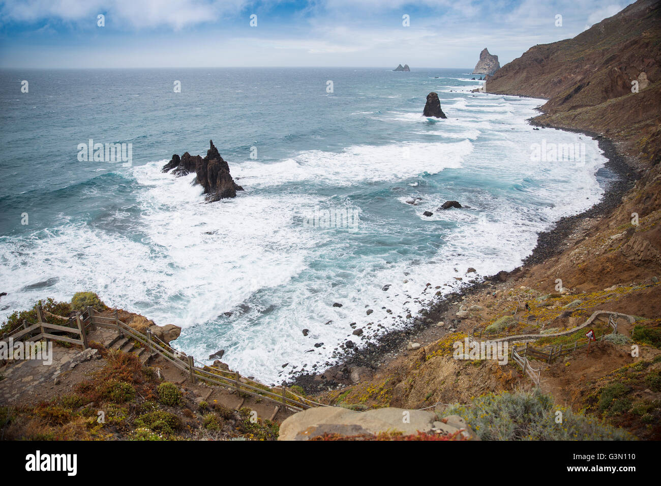 Rocks on coast of Benijo beach (Playa de Benijo), Tenerife island ...