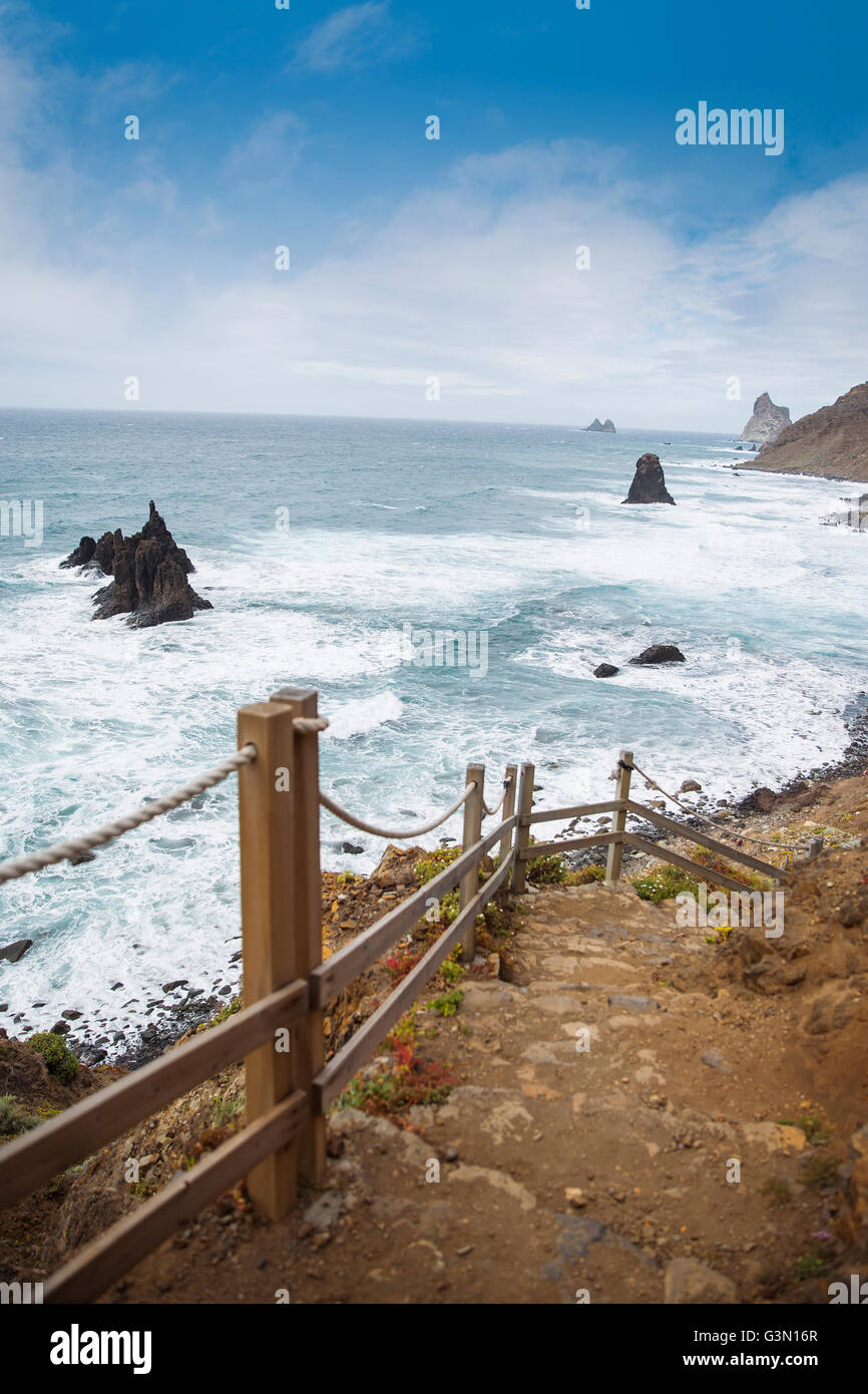 Rocks on coast of Benijo beach (Playa de Benijo), Tenerife island ...