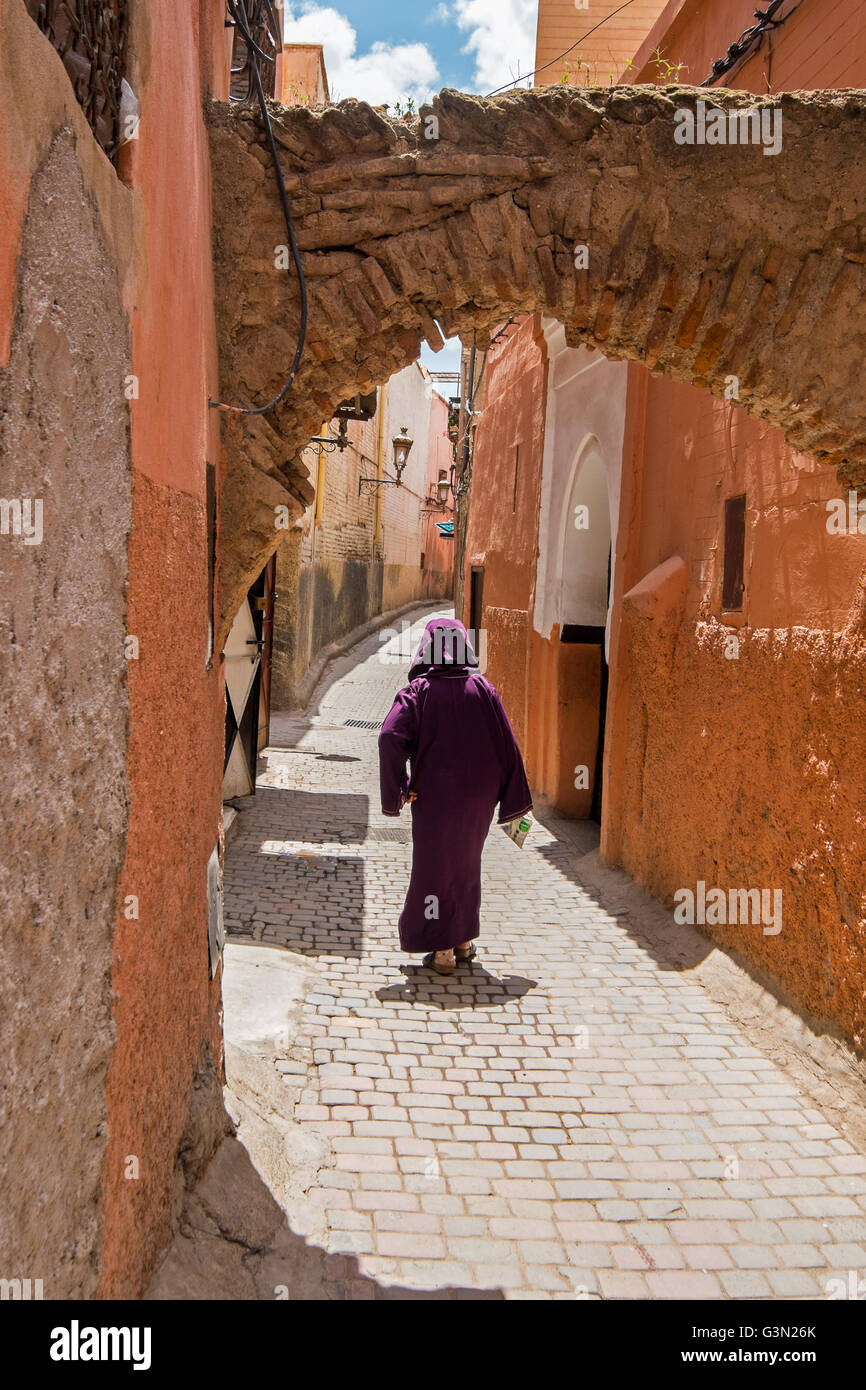 Back streets of the medina in Marrakesh / Marrakech, Morocco Stock ...
