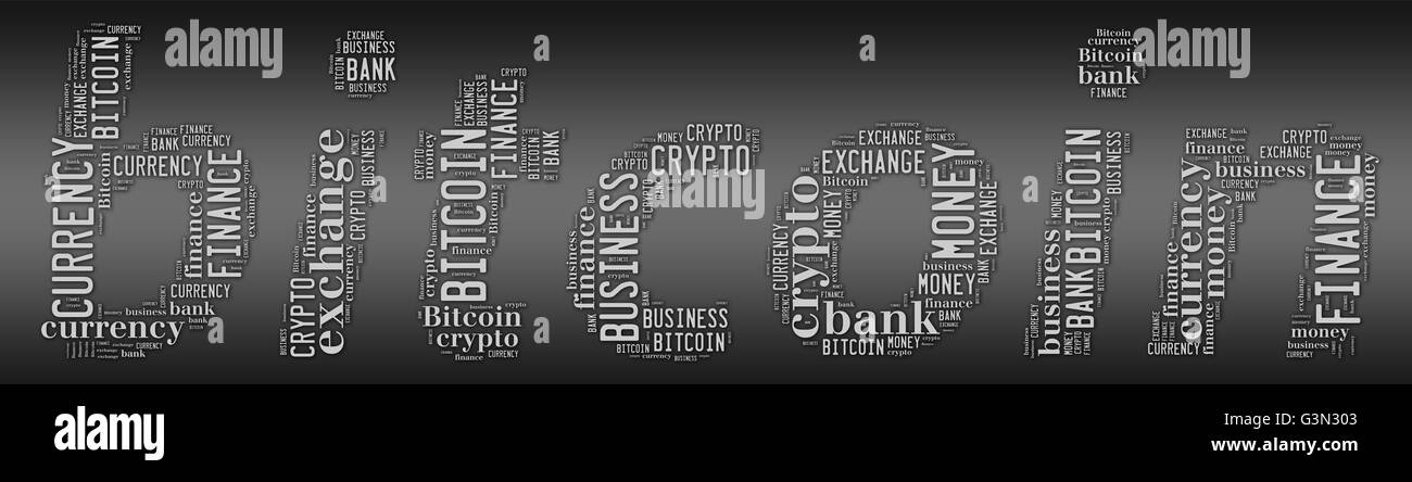 Bitcoin related wordart conceptual illustration Stock Photo - Alamy