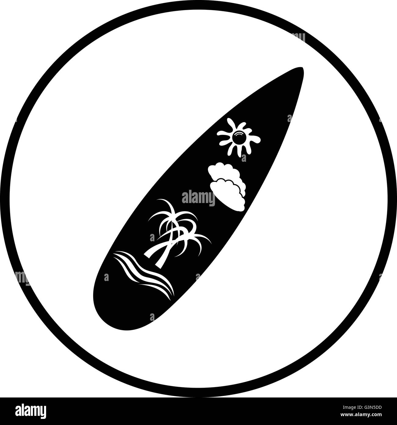 Surfboard icon. Thin circle design. Vector illustration Stock Vector ...