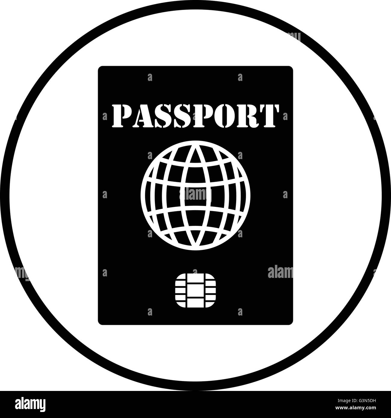 Passport with chip icon. Thin circle design. Vector illustration Stock ...