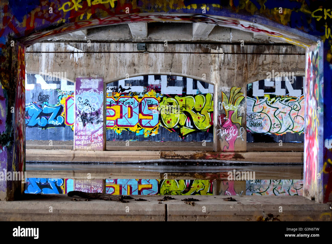 Graffiti under a bridge hi-res stock photography and images - Alamy
