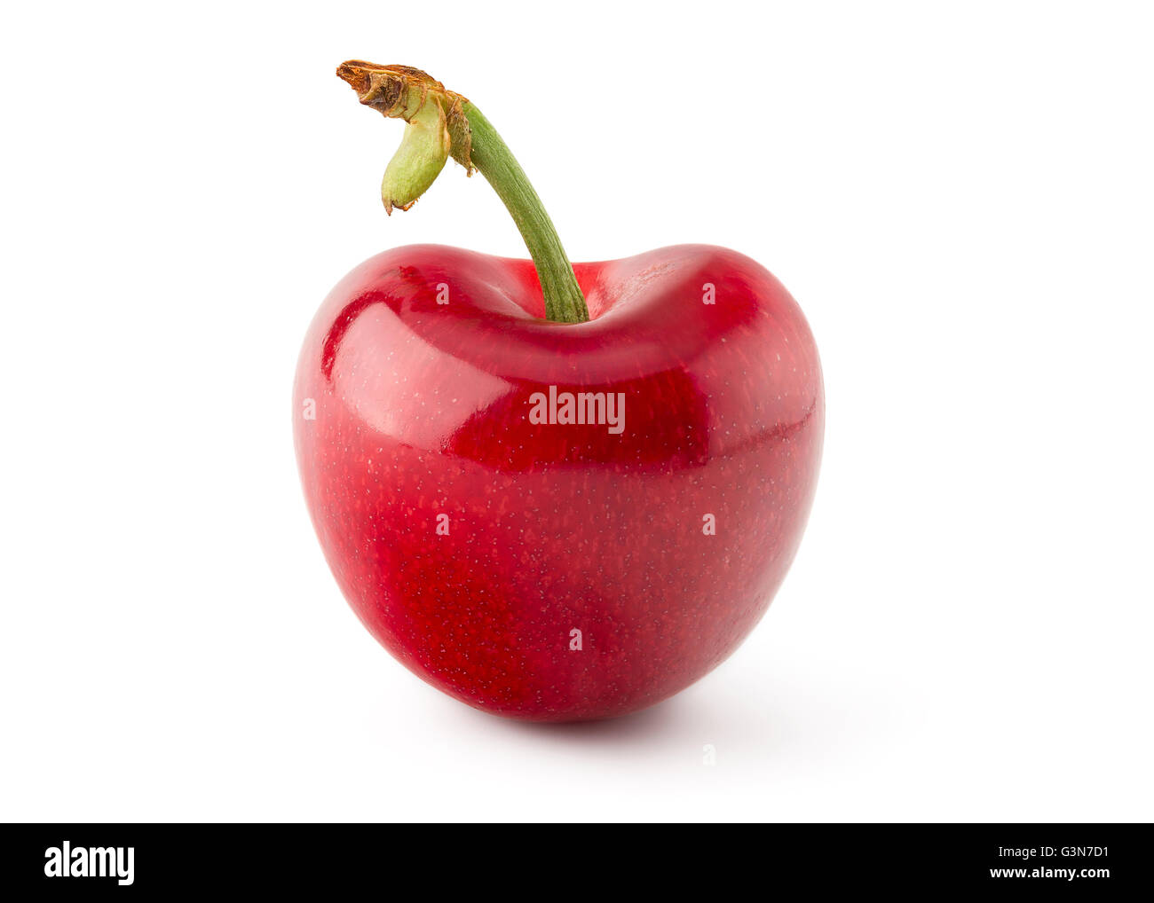 Fresh Red Cherry Isolated on White Background in Full Depth of Field ...