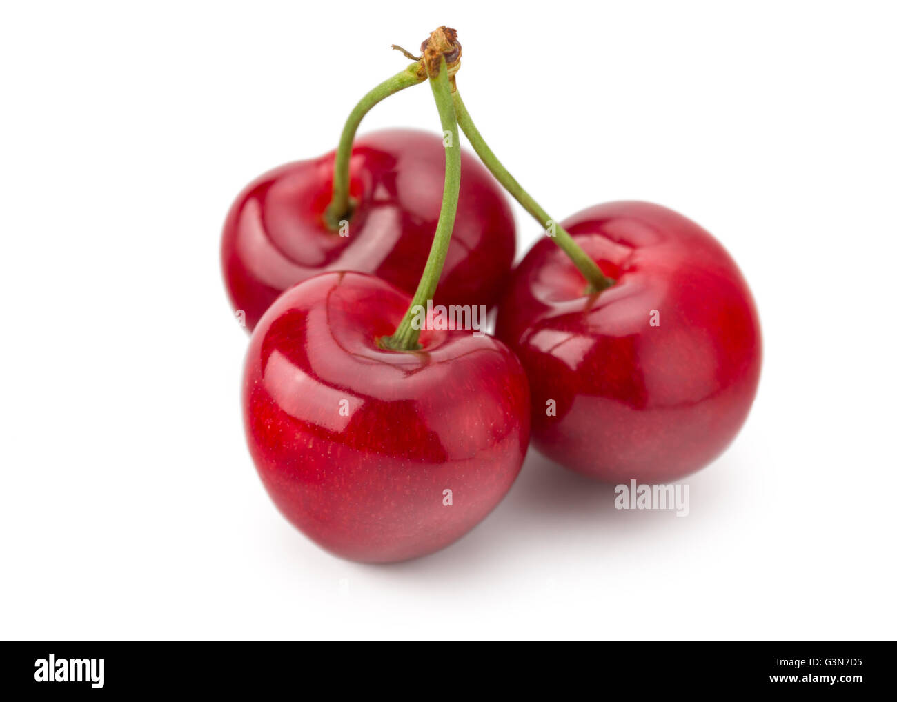 Fresh Red Cherry Isolated on White Background with Clipping Path Stock ...