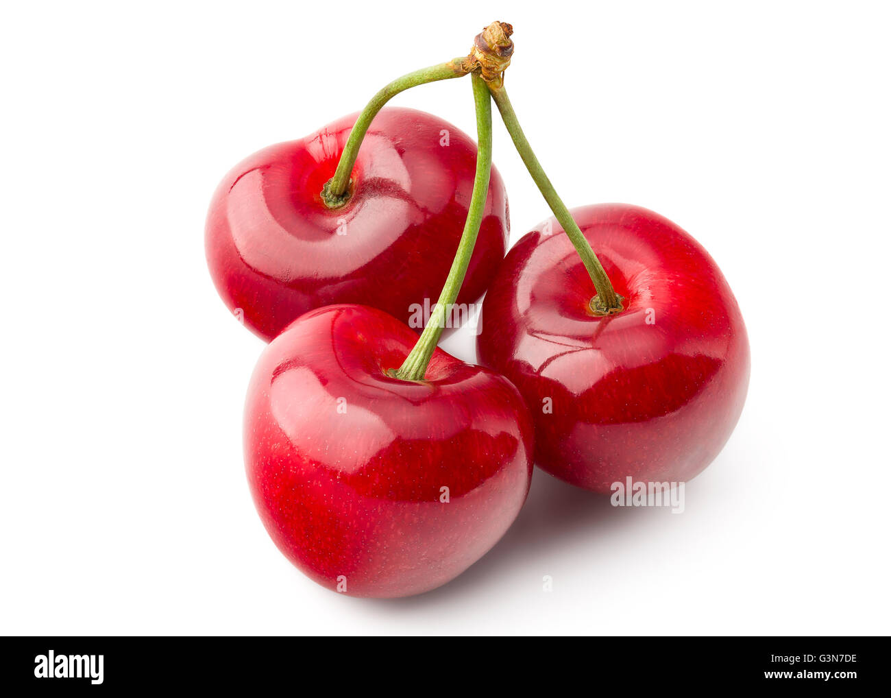 Fresh Red Cherry Isolated on White Background in Full Depth of Field ...