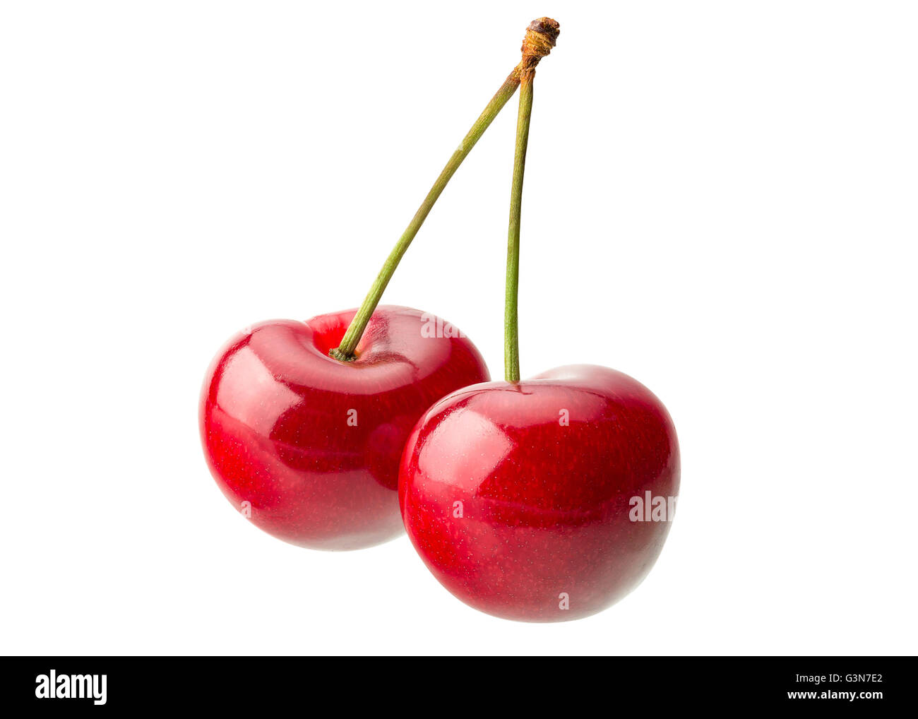 Fresh Red Cherry Isolated on White Background in Full Depth of Field ...