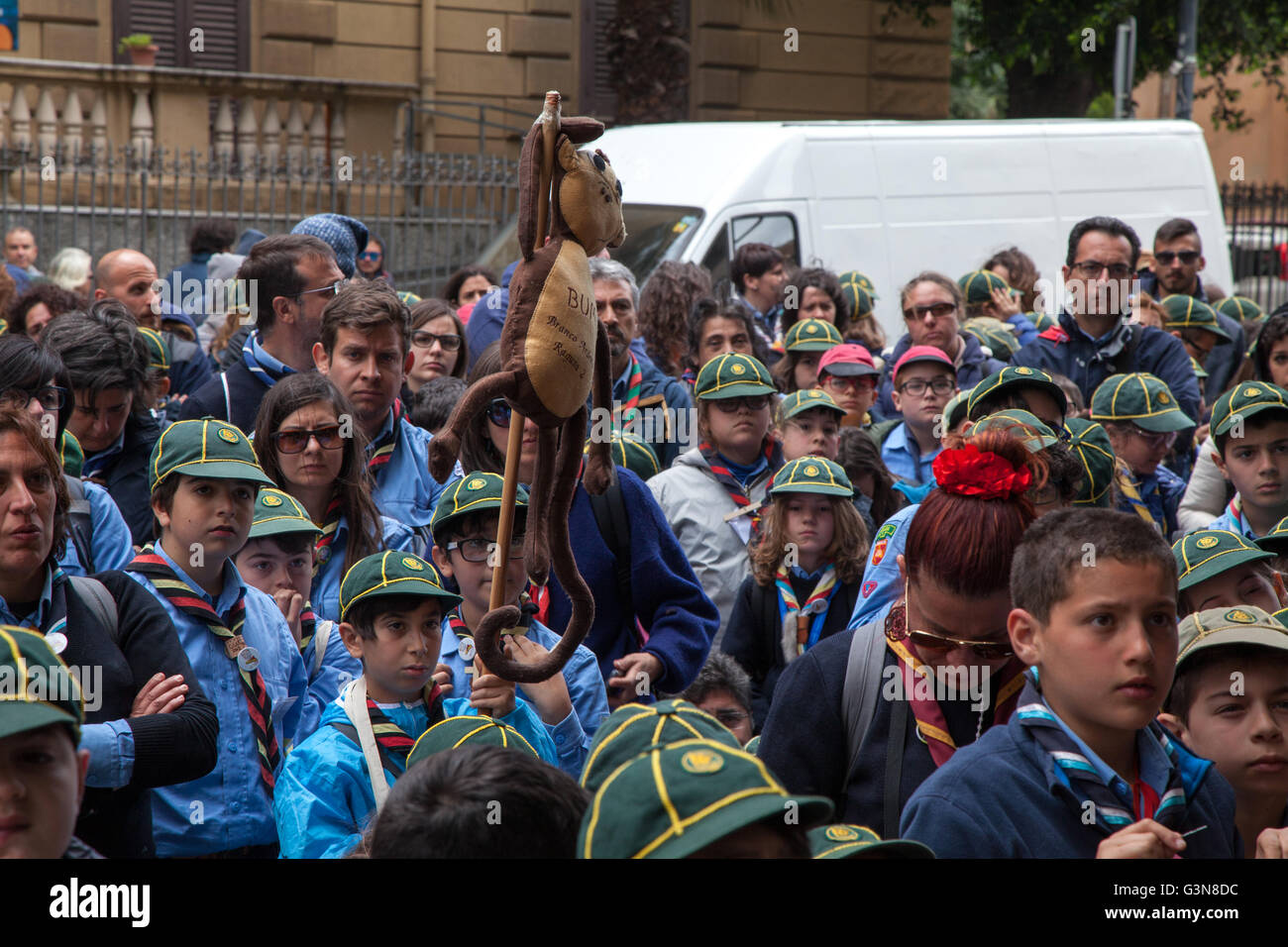 Palermo, Italy. 25th Apr, 2016. About 2000 scouts cubs and ladybugs ...