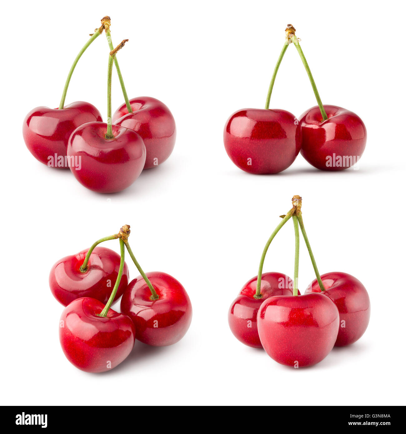 A Collection of Fresh Red Cherry Isolated on White Background in Full ...