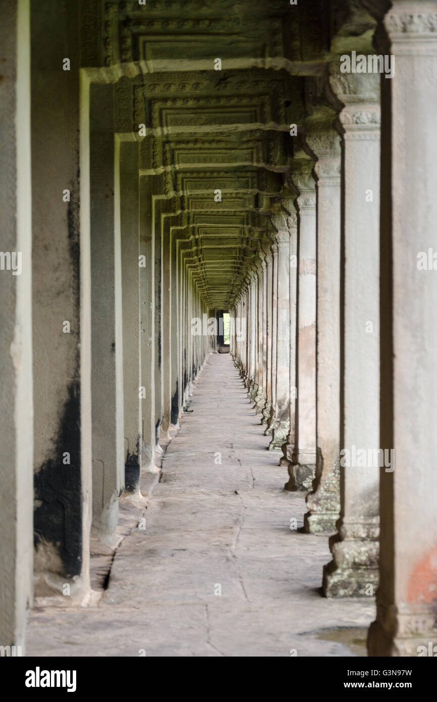 Arcade inside Angkor Wat Temple, Siem Reap, Cambodia Stock Photo - Alamy