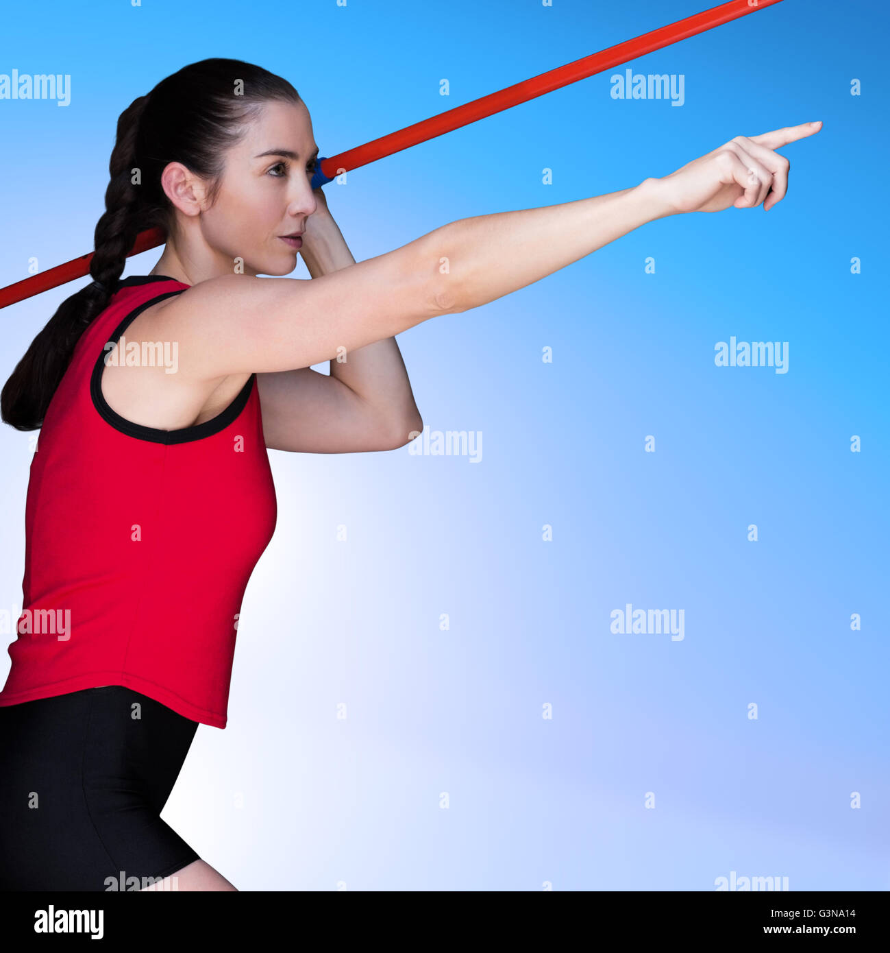 Female athlete throwing a javelin Stock Photo - Alamy