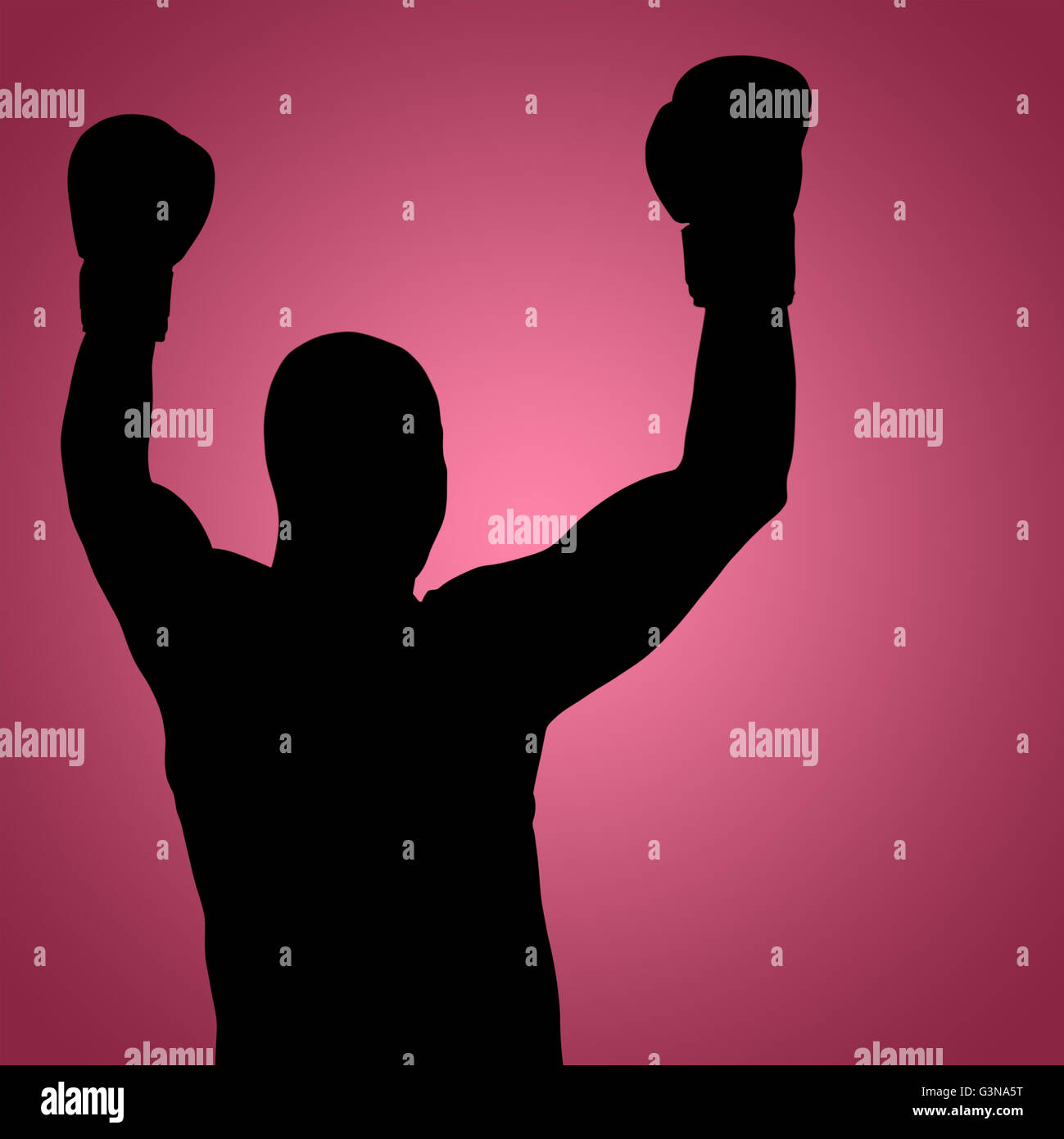 Composite image of boxer posing after victory Stock Photo - Alamy