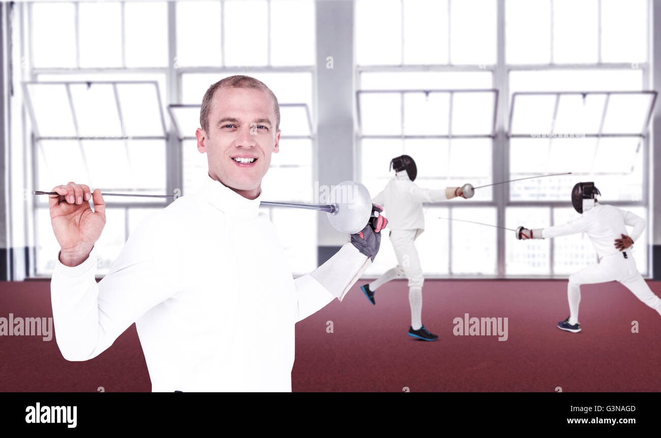 Swordsman holding fencing sword hi-res stock photography and images - Alamy