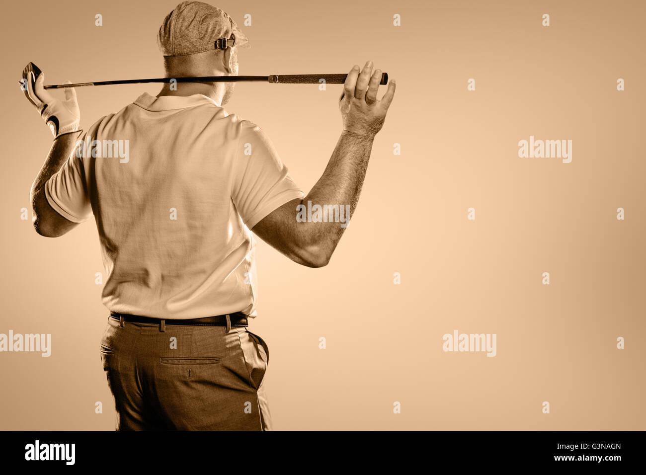 Rear view golf player hi-res stock photography and images - Alamy
