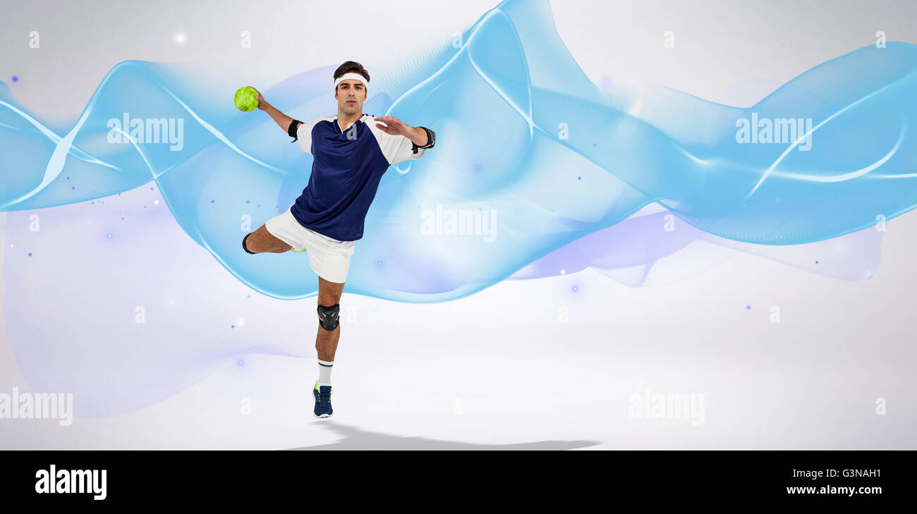 Composite image of portrait of sportsman throwing a ball Stock Photo ...