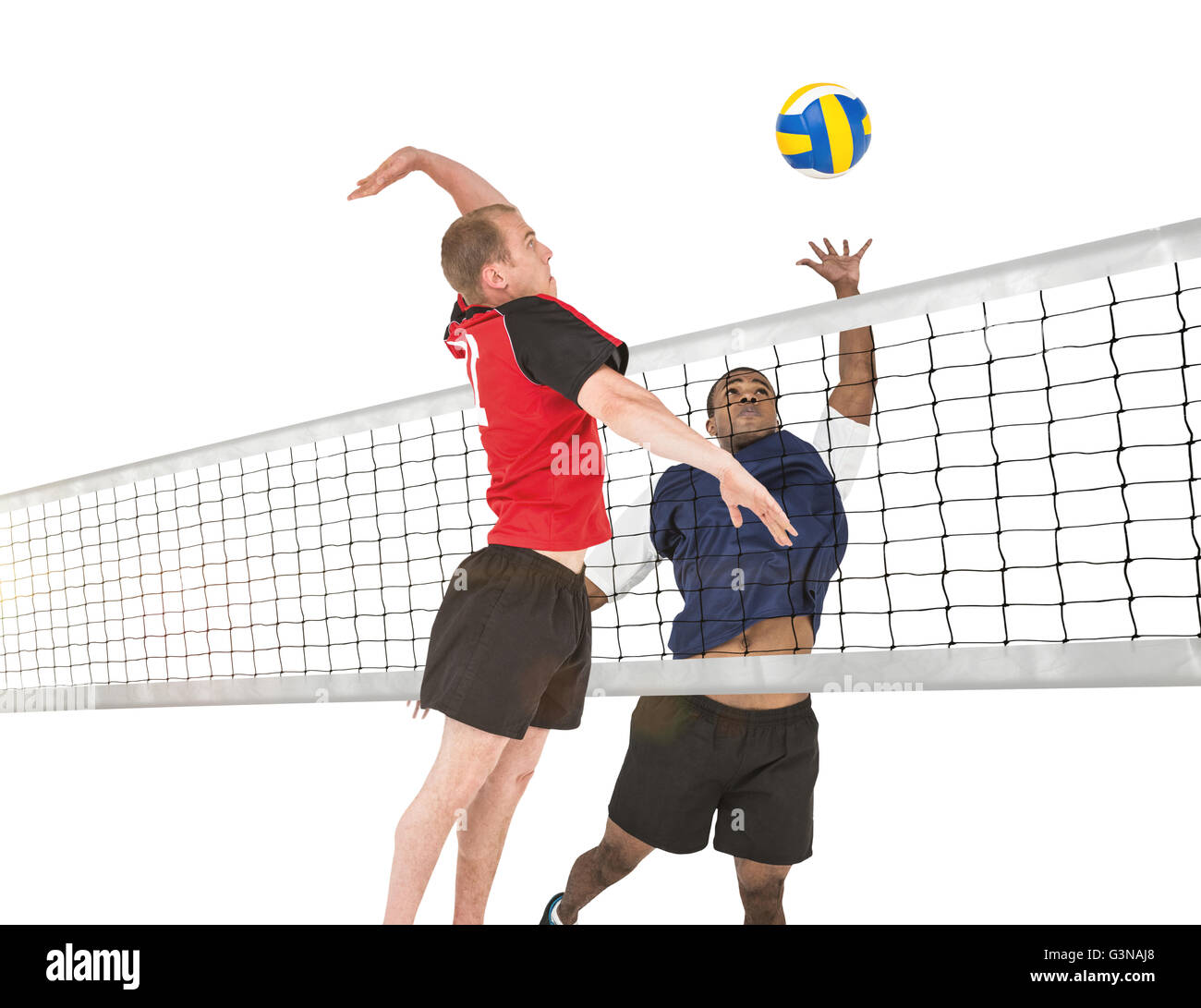 Young man jumping hitting volleyball hi-res stock photography and ...