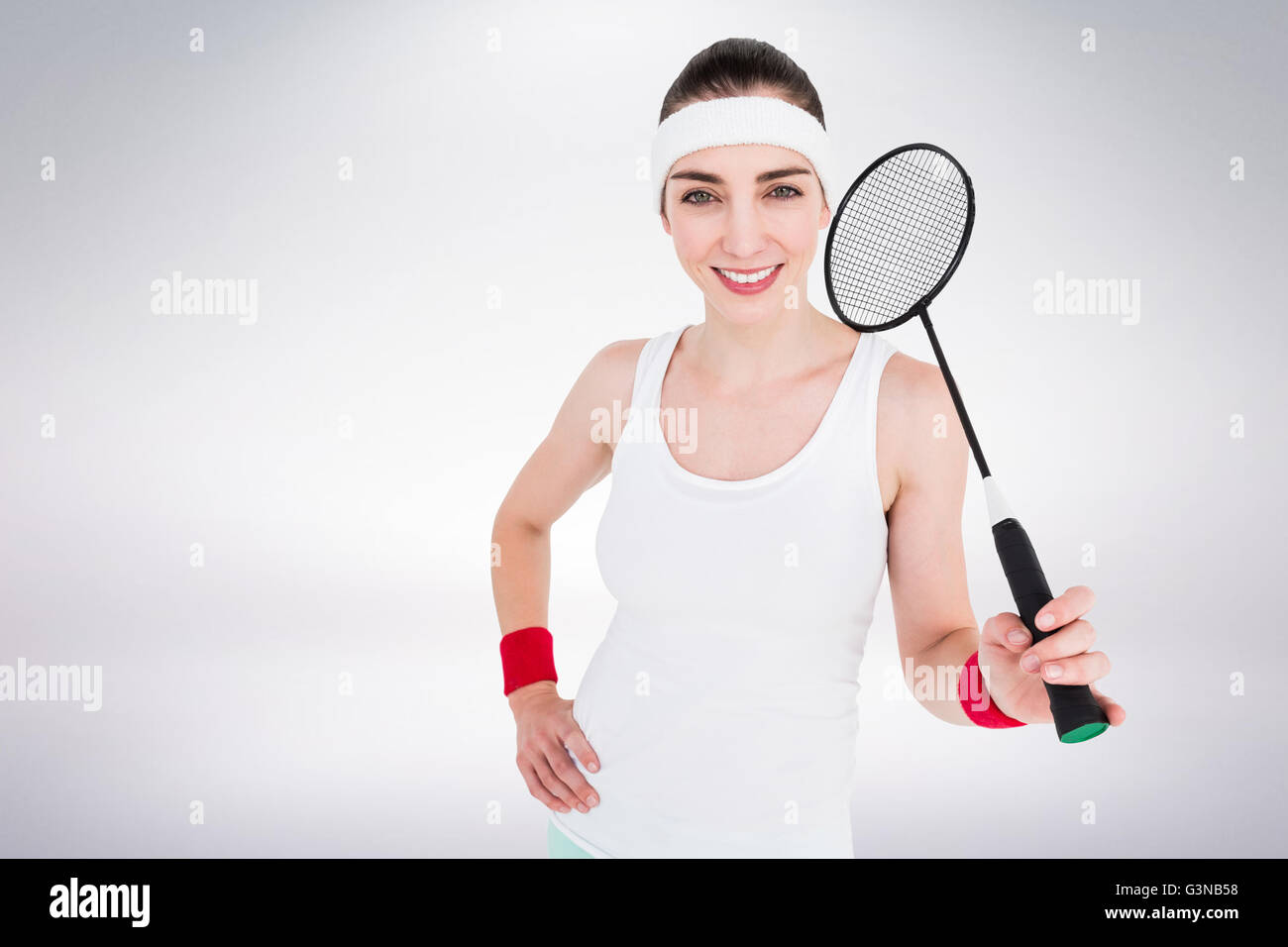 Female athlete posing badminton racket hi-res stock photography and ...