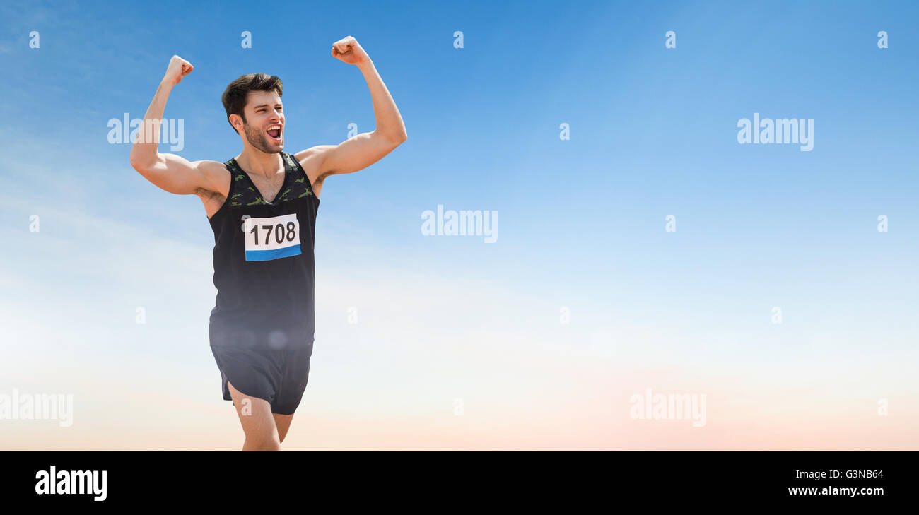 Sportsman celebrating his victory Stock Photo - Alamy