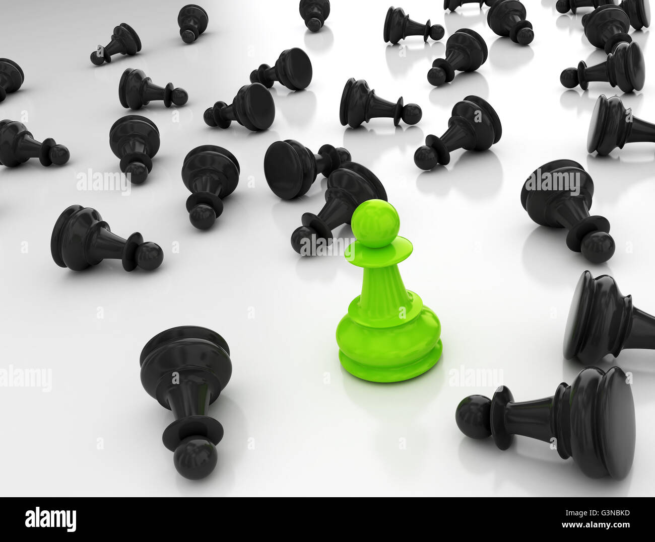 Leadership concept. Green chess pawn standing Stock Photo - Alamy