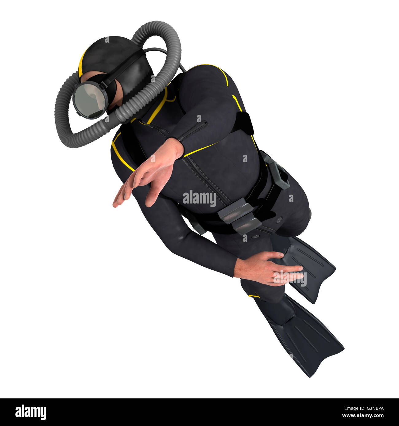 3D rendering of a male diver isolated on white background Stock Photo ...
