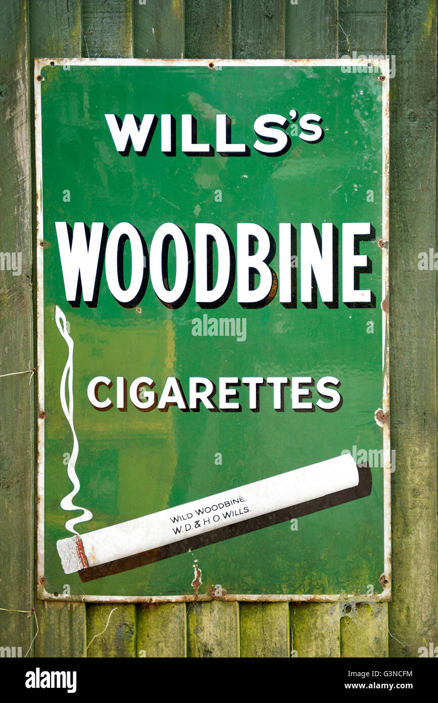 Vintage enamel advertising sign for Wills Woodbine Cigarettes Stock ...