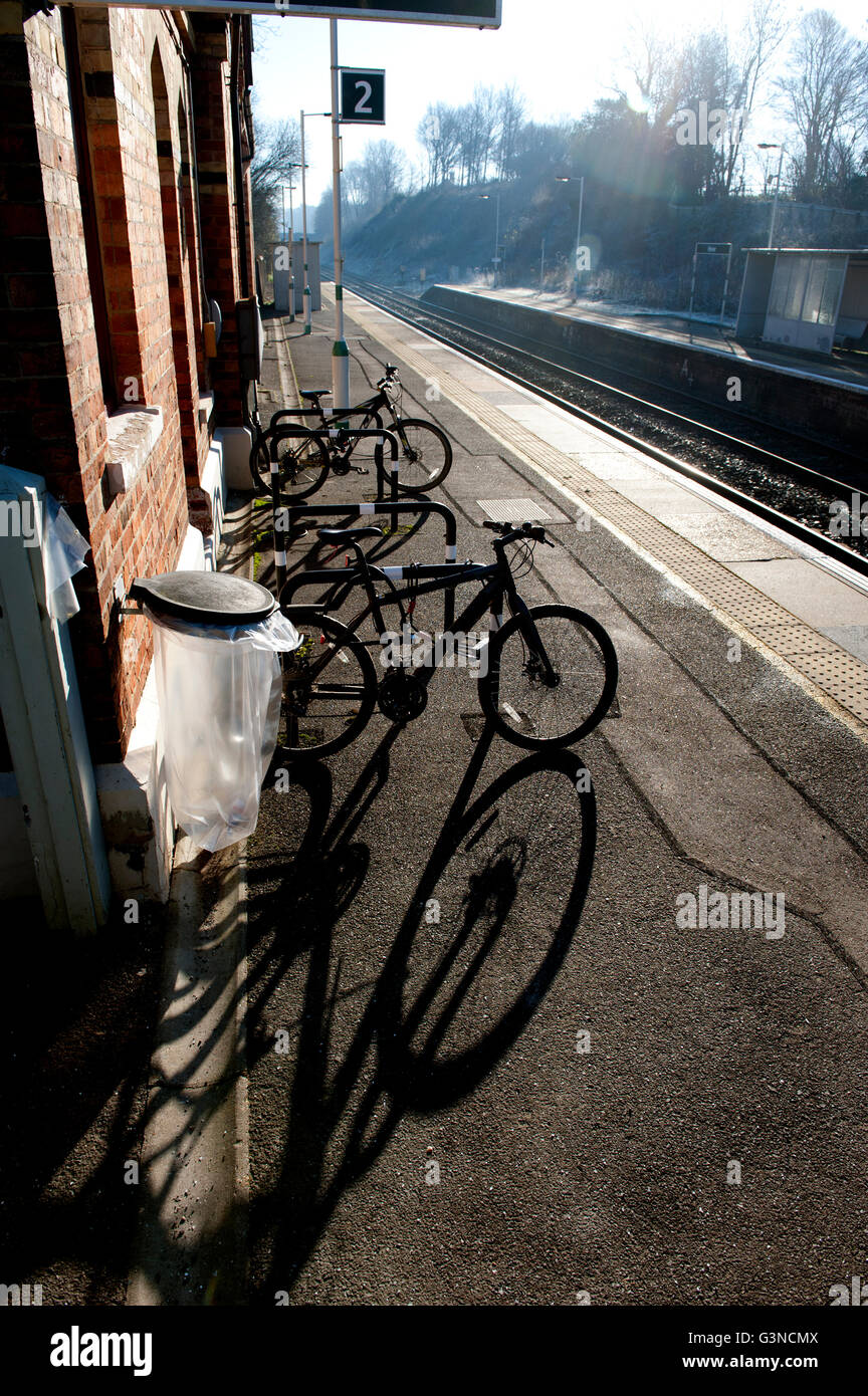 Bicycles on the platform at Hever Railway Station, UK Stock Photo - Alamy