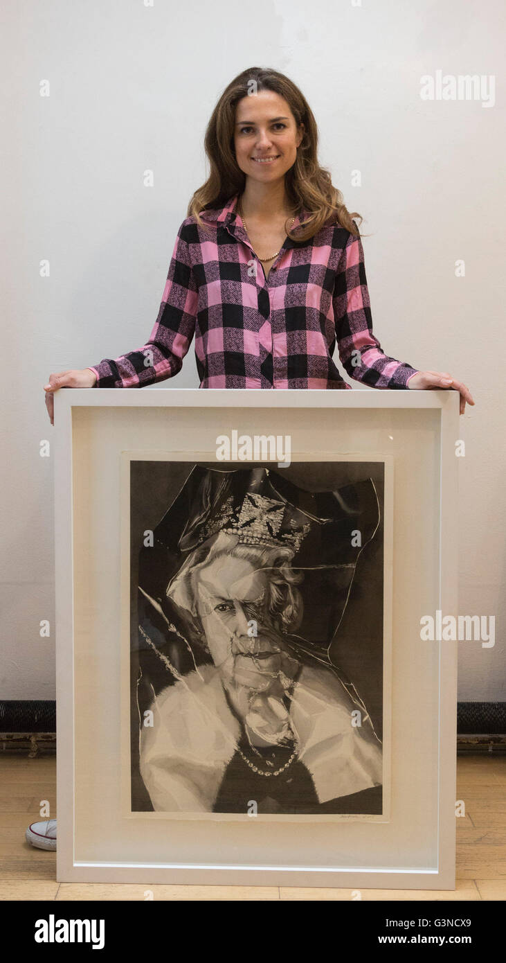 London, UK. 13 June 2016. Artist Irina Starkova with her portrait ...