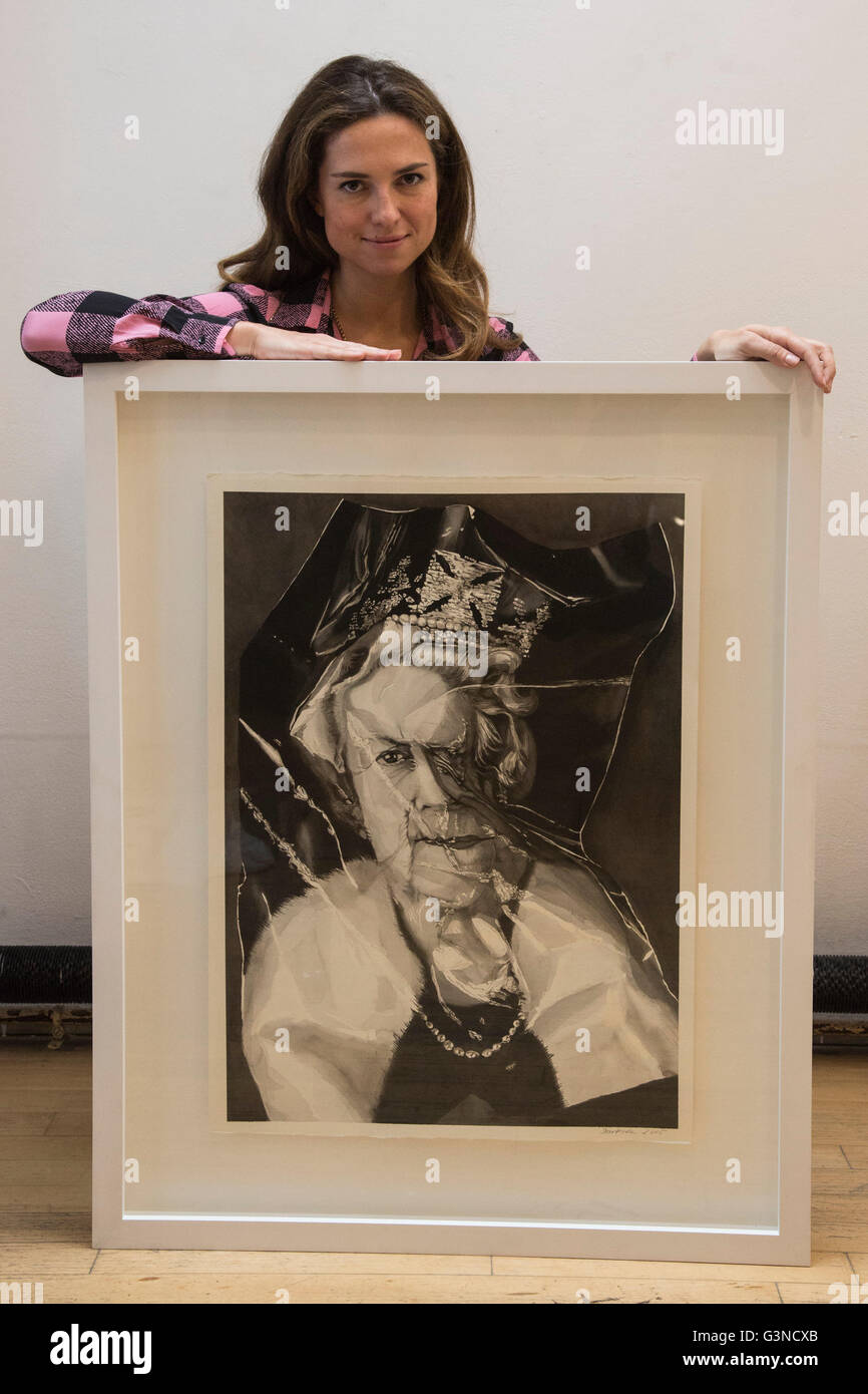 London, UK. 13 June 2016. Artist Irina Starkova with her portrait ...