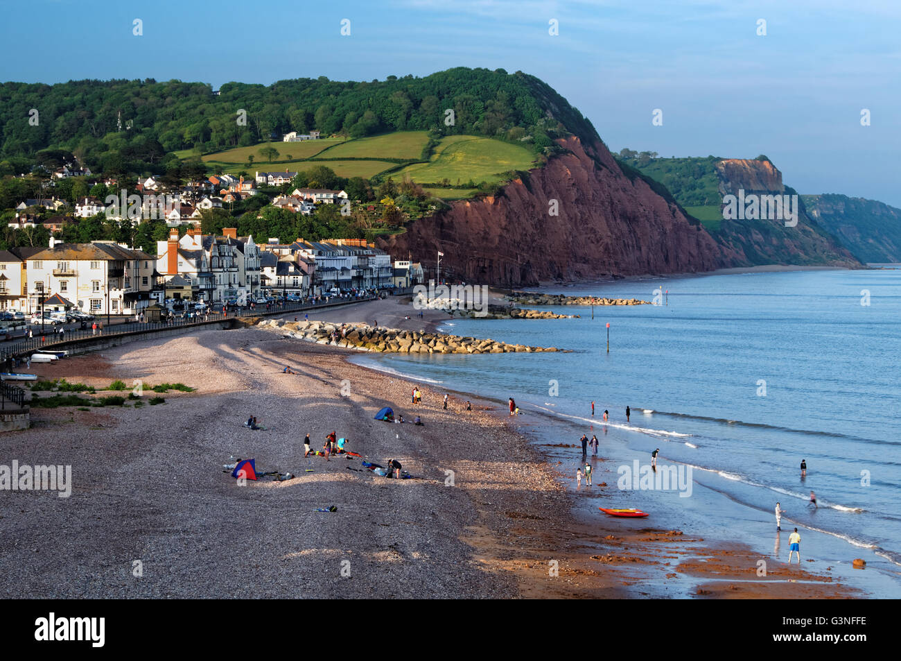 UK,Devon,Sidmouth Seafront and Coastline from Connaught Gardens Stock ...