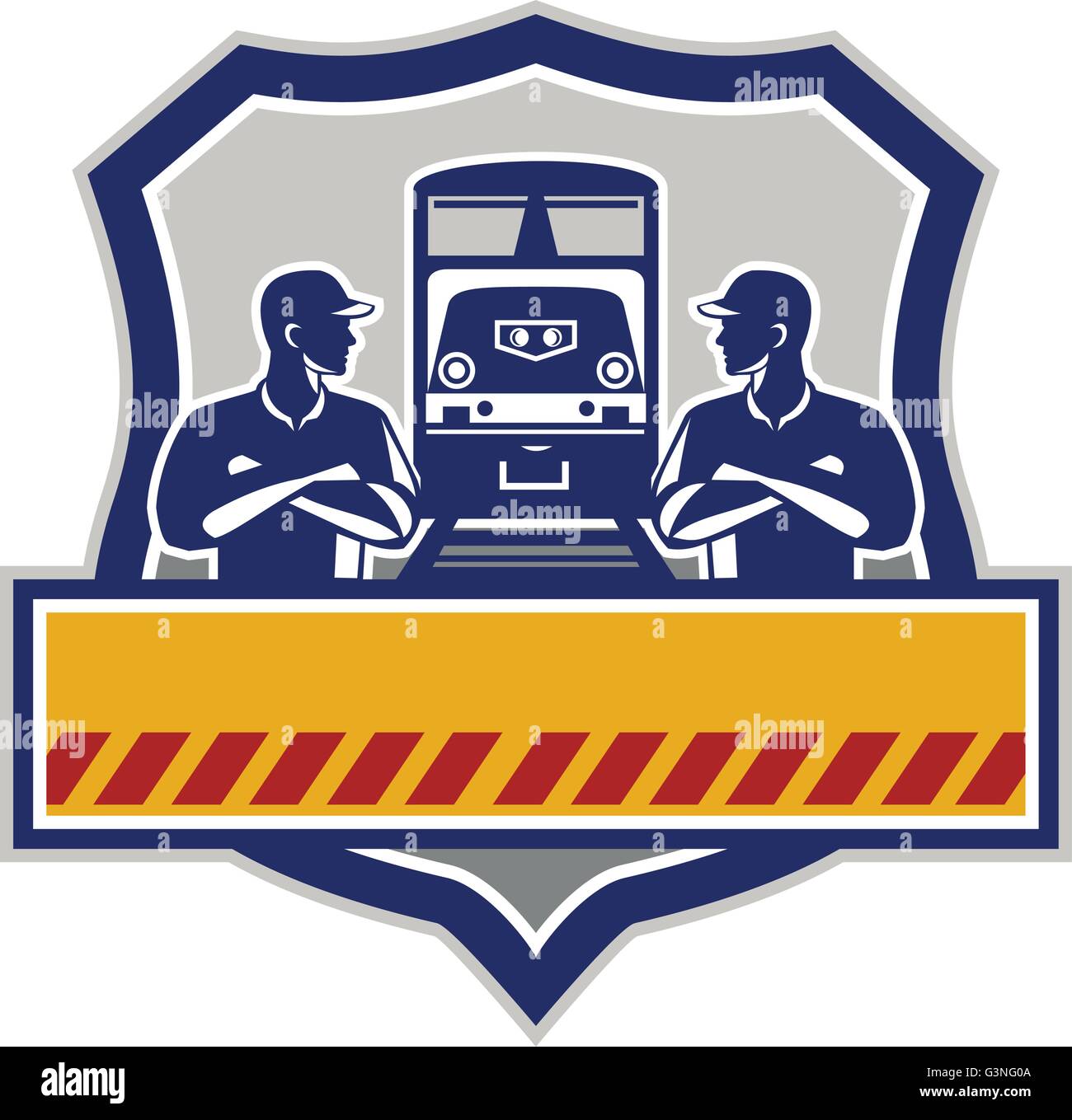 Illustration of train engineers with arms crossed looking at each other ...