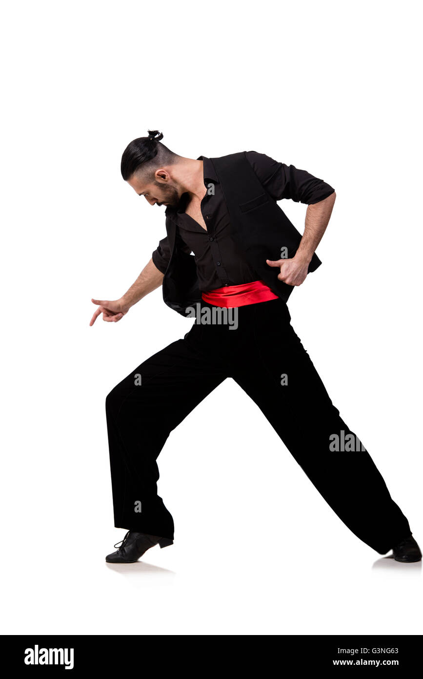 Man dancer dancing spanish dances isolated on white Stock Photo - Alamy
