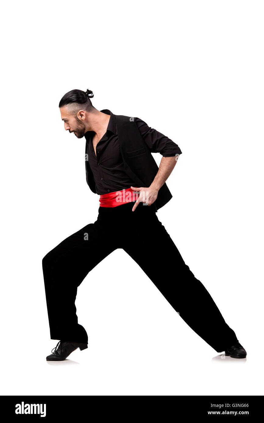 Man dancer dancing spanish dances isolated on white Stock Photo - Alamy