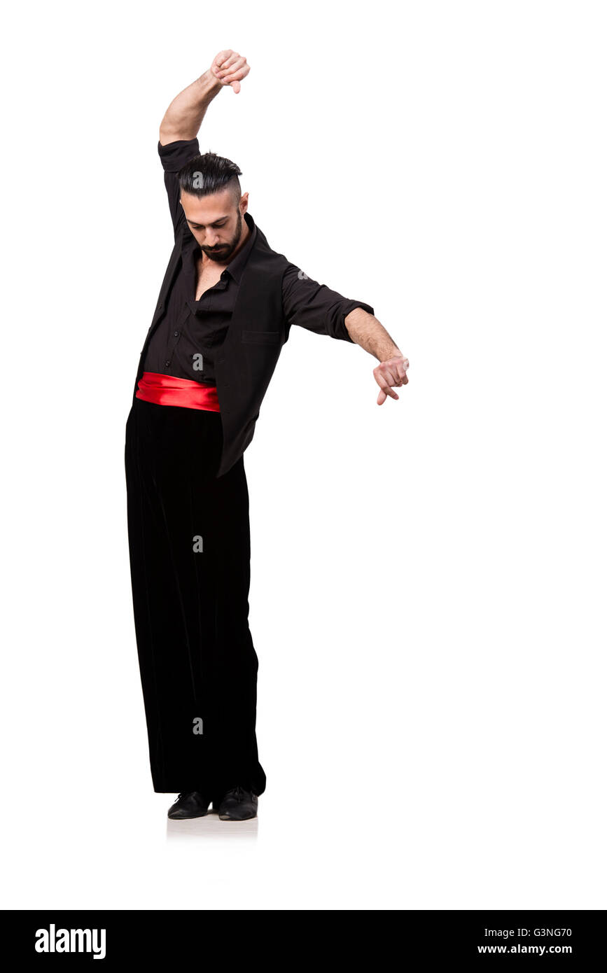 Man dancer dancing spanish dances isolated on white Stock Photo - Alamy